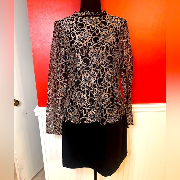 Ted Baker London | Dresses | Ted Baker Black And Gold Mini | Poshmark